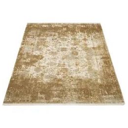 Teppich WK Wohnen "GLAMOUR", gold (goldfarben), B:240cm H:8mm L:340cm, Polyacryl, Viskose, Teppiche, hochwertiger Viskoseanteil, samtweiche Oberfläche mit 3 D Effekt