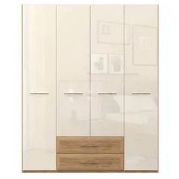 Kleiderschrank Home Affaire "Gala, beige hochglänzend UV lackiert, kratzfest, FSC-zertifiziert", beige (beige, pacific walnut), B:182cm H:224cm T:56cm, MDF, Spanplatte, Schränke, hoher Schrank (224cm), wahlweise in 4 Breiten, Made in Europe