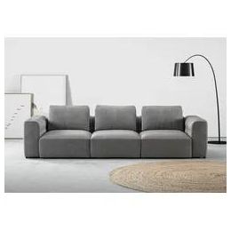 3-Sitzer RAUM.ID "Cushid", grau (platin), B:300cm H:62cm T:109cm, 100% Polyester, Sofas, Modulsofa, bestehend aus 3 Teilen, Breite 300 cm
