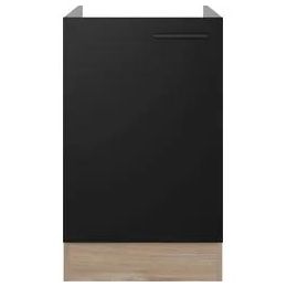 Spülenschrank Flex-Well "Capri", schwarz (schwarz, endgrain oak), B:50cm H:82,2cm T:57,1cm, Holzwerkstoff, Schränke, (B x H x T) 50 x 82 x 57 cm, ohne Arbeitsplatte