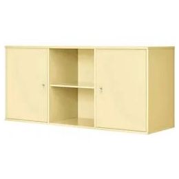 Sideboard HAMMEL FURNITURE "Mistral, Hochwertig Schrank, hängend/stehend montierbar", gelb (hellgelb), B:133cm H:61cm T:42cm, Massivholz, Spanplatte, Sideboards, mit zwei Türen, B: 133 cm, anpassungsbar Designmöbel