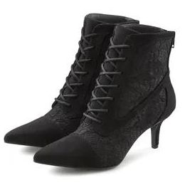 Schnürstiefelette Lascana, Damen, Gr. 36, schwarz, Obermaterial: 100% Textilmaterial. Futter: 100% Lederimitat. Decksohle: 100% Lederimitat. Laufsohle: 100% Synthetik, unifarben, Modisch, Schuhe, in sexy Spitzen Optik, Stiefel