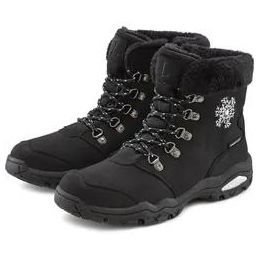 Winterstiefelette Lascana, Damen, Gr. 38, schwarz, Obermaterial: 100% Synthetik. Futter: 100% Polyester. Decksohle: 100% Polyester. Laufsohle: 100% Synthetik, gemustert, Schuhe, Stiefelette,Stiefel,Winterstiefel wind-& wasserabweisender Tex-Membran