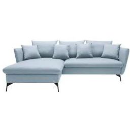 Ecksofa Andas "LIVORNO,258 cm, L-Form", grau (graublau), B:258cm, 100% Polyester;PU-Schaum und Nosag-Federung.;Federung Ottoman : 12 x Feder Type B 1650mm;Ferderung 2 Sitzer: 10 x Feder Type B 650 mm;Sitz und Funktion: Schaum T30/40 8 cm., Sofas, Schlaffunktion u. Bettkasten (139/224cm), Samt, Struktur, Webstoff