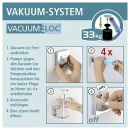 Duschablage Wenko "Vacuum-Loc Quadro", silber (glänzend, loc: chrom, ablage: transparent), B:14 H:15 T:25,5, ABS-Kunststoff, Edelstahl, Polystyrol, Regale, 1 Etage