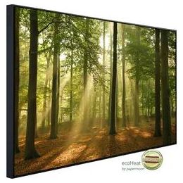 papermoon Infrarotheizung "Wald am Morgen", bunt (kunstmotiv im aluminiumrahmen), B/H/T: 80 x 60 x 3, 450, Heizkörper, sehr angenehme Strahlungswärme