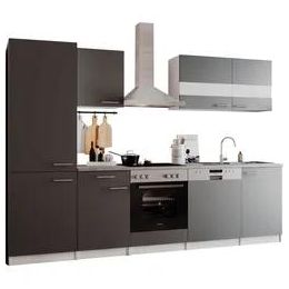 Küchenzeile respekta "Malia", grau (küche: grau, front: grau, korpus: weiß, arbeitsplatte: beton optik), B:280cm H:200cm T:60cm, Komplettküchen-Sets, Breite 280 cm, mit Soft-Close, in exklusiver Konfiguration für OTTO