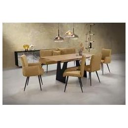 K+w Komfort & Wohnen Essgruppe K+W KOMFORT & WOHNEN "Giacomo I", braun (cinnamon,), H:87cm T:62cm, Sitzmöbel-Sets, 2 Stühle und 2 Armlehnenstühle, Polsterbankbreite 200cm oder 177cm