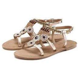 Sandale Lascana "Sommerschuh", Damen, Gr. 40, rosa (rosé), Obermaterial: 50% Schafsleder, 50% Synthetik. Futter: 100% Schafsleder. Decksohle: 100% Ziegenleder. Laufsohle: 100% Synthetik, ethno, Modisch, Schuhe Riemchensandale, Sandalette, Sommerschuh aus Leder mit Steinchen in Glitzer-Optik