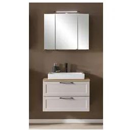 Badmöbel-Set Welltime "Lana", braun (kaschmir), B:80cm H:200cm T:47cm, MDF, Kastenmöbel-Sets, Badezimmer-Set, 2-teilig, inkl. Waschbecken, 80 cm breit