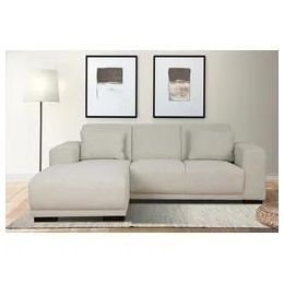 Ecksofa Home Affaire "BORNHOLM L-Form mit Recamiere, Maße B/T/H: 234/162/85 cm", beige (creme), B:234cm H:85cm T:162cm, 100% Polyester, Sofas, Recamiere links oder rechts bestellbar, Wellenfederung, inkl. 2 Kissen