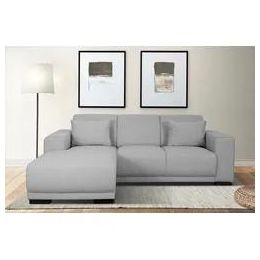 Ecksofa Home Affaire "BORNHOLM L-Form mit Recamiere, Maße B/T/H: 234/162/85 cm", grau (hellgrau), B:234cm H:85cm T:162cm, 100% Polyester, Sofas, Recamiere links oder rechts bestellbar, Wellenfederung, inkl. 2 Kissen
