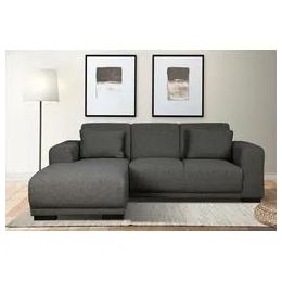 Ecksofa Home Affaire "BORNHOLM L-Form mit Recamiere, Maße B/T/H: 234/162/85 cm", grau (dunkelgrau), B:234cm H:85cm T:162cm, 100% Polyester, Sofas, Recamiere links oder rechts bestellbar, Wellenfederung, inkl. 2 Kissen