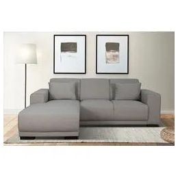 Ecksofa Home Affaire "BORNHOLM L-Form mit Recamiere, Maße B/T/H: 234/162/85 cm", grau (taupe hell), B:234cm H:85cm T:162cm, 100% Polyester, Sofas, Recamiere links oder rechts bestellbar, Wellenfederung, inkl. 2 Kissen
