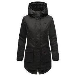Parka Navahoo "Brinjaa", Damen, Gr. XS (34), schwarz, Obermaterial: 65% Polyester, 35% Baumwolle, Futter: 100% Polyester, Wattierung: 100% Polyester, Ärmelfutter: 100% Polyester, Basic, tailliert Po-bedeckend, hoch geschlossener Ausschnitt, Ärmel ohne Ärmelschlitz Rippstrickbündchen kontrastfarben, Jacken, Modischer Winter Kurzmantel mit zahlreichen Taschen