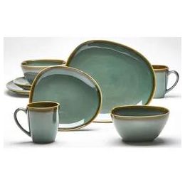 Geschirr-Set Van Well "Sintra", grün, 8 Stk., Steingut, Geschirr-Sets, robust, perfekt für den täglichen Gebrauch