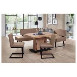 K+w Komfort & Wohnen Essgruppe K+W KOMFORT & WOHNEN "Spider II", beige (sand 35,), H:88cm T:50cm, Sitzmöbel-Sets, langer Schenkel wahweise in 2 Breiten, 2 Freischwinger, 1 Tisch