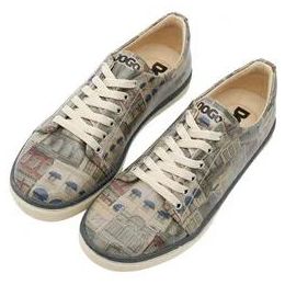 Sneaker DOGO "Classic Schnürsneaker Frame Of Mind Damen Sneaker", Damen, Gr. 36, Normalschaft, bunt (mehrfarbig), Lederimitat, Schuhe Skaterschuh Sneaker low, Handgefertigt