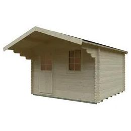 Gartenhaus Kiehn-Holz "Burgberg 1", beige (naturbelassen), Fußboden im Gartenhaus, Dachschindeln, Holzwerkstoff, Gartenhäuser