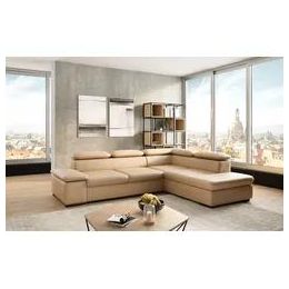 Sit & More Ecksofa SIT & MORE "Alcudia L-Form", braun (cappuccino), B:272cm H:73cm T:226cm, NaturLEDER;Spannstoff, Sofas, mit Armteilverstellung, optional Kopfteilverstellung und Bettfunktion