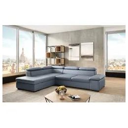 Sit & More Ecksofa SIT & MORE "Alcudia L-Form", bunt (graublau), B:272cm H:73cm T:226cm, NaturLEDER;Spannstoff, Sofas, mit Armteilverstellung, optional Kopfteilverstellung und Bettfunktion