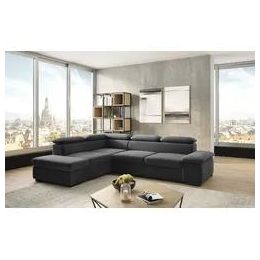 Sit & More Ecksofa SIT & MORE "Alcudia L-Form", grau (dunkelgrau), B:272cm H:73cm T:226cm, 98% Polyester, 2% Polyamid, Sofas, mit Armteilverstellung, optional Kopfteilverstellung und Bettfunktion