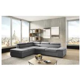 Sit & More Ecksofa SIT & MORE "Alcudia L-Form", grau, B:272cm H:73cm T:226cm, 100% Polyester, Sofas, mit Armteilverstellung, optional Kopfteilverstellung und Bettfunktion
