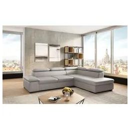Sit & More Ecksofa SIT & MORE "Alcudia L-Form", grau (light grau), B:272cm H:73cm T:226cm, NaturLEDER;Spannstoff, Sofas, mit Armteilverstellung, optional Kopfteilverstellung und Bettfunktion