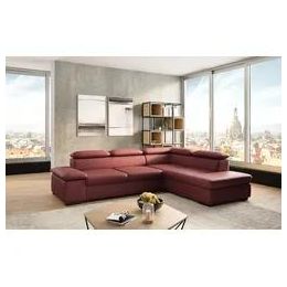 Sit & More Ecksofa SIT & MORE "Alcudia L-Form", rot (merlot), B:272cm H:73cm T:226cm, NaturLEDER;Spannstoff, Sofas, mit Armteilverstellung, optional Kopfteilverstellung und Bettfunktion