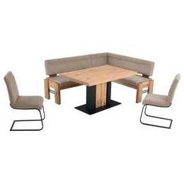 K+w Komfort & Wohnen Eckbankgruppe K+W KOMFORT & WOHNEN "Floyd", beige (sand 35, balkeneiche 437,), B:163cm H:90cm T:203cm, Sitzmöbel-Sets, Stauraum-Eckbank, wahlweise rechts oder links langer Schenkel 203cm