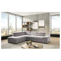 Sit & More Ecksofa SIT & MORE "Alcudia L-Form", silber, B:272cm H:73cm T:226cm, 98% Polyester, 2% Polyamid, Sofas, mit Armteilverstellung, optional Kopfteilverstellung und Bettfunktion