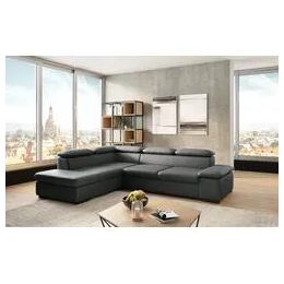 Sit & More Ecksofa SIT & MORE "Alcudia L-Form", grau (anthrazit), B:272cm H:73cm T:226cm, NaturLEDER;Spannstoff, Sofas, mit Armteilverstellung, optional Kopfteilverstellung und Bettfunktion