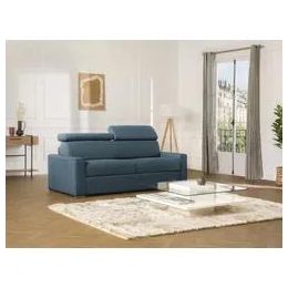 Schlafsofa 4-Sitzer - Liegefläche mit Lattenrost: 160 cm - Matratze: 22 cm mit Memory Schaum - Stoff - Blau - VIZIR
