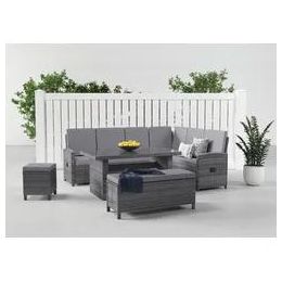 Gartenlounge-Set Konifera "Paris", grau (grau,), Aluminium, Polyrattan, Sitzmöbel-Sets, inkl. Auflagen/Schutzhülle, Polyrattan, Rückenlehne verstellbar