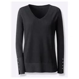 V-Ausschnitt-Pullover Heine "Pullover", Damen, Gr. 40, schwarz, 80% Viskose, 20% Polyamid, unifarben, Pullover