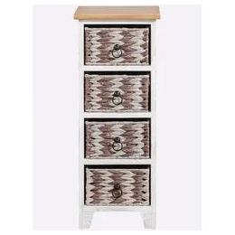 Kommode Heine HOME, weiß, B:30cm H:75,5cm T:30cm, Geflecht Seegras, Massivholz, Papier, Sideboards, Bad-Kommode Schubladenkommode