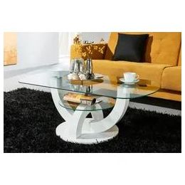 Couchtisch Stolkom "Boston, TOPSELLER", weiß (weiß, weiß, sicherheitsglas), Tische, Couchtisch Glas-Couchtisch, Glastisch, Tisch mit U-Form Gestell in weiß hochglanz