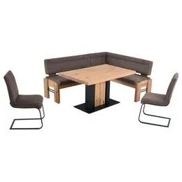 K+w Komfort & Wohnen Eckbankgruppe K+W KOMFORT & WOHNEN "Floyd", braun (braun 75, balkeneiche 437,), B:163cm H:90cm T:203cm, Sitzmöbel-Sets, Stauraum-Eckbank, wahlweise rechts oder links langer Schenkel 203cm