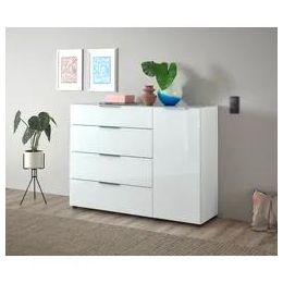 HBZ-MEBLE Kommode HBZ "Santorin, BxHxT 135x99x40 cm", weiß, B:135cm H:99cm T:40cm, Holzwerkstoff, Sideboards, Breite 135cm, Softclose für Türen und Schubkästen, Melaminbeschichtung