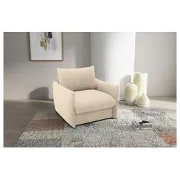 Sessel DOMO collection "700023 wandelbar zum Loungesessel, Relaxliege und Gästebett", beige, B:105cm H:95cm T:100cm, 95% Polyester, 5% Nylon, Sessel, Funktionssessel Schlafsessel Polstersessel, Schlaffunktion, Federkern, stabile Liegefläche ca. 70 x 195 cm