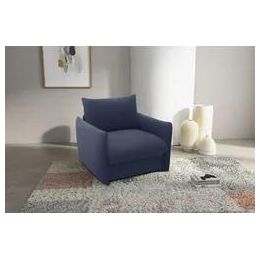 Sessel DOMO collection "700023 wandelbar zum Loungesessel, Relaxliege und Gästebett", blau (dunkelblau), B:105cm H:95cm T:100cm, 95% Polyester, 5% Nylon, Sessel, Funktionssessel Schlafsessel Polstersessel, Schlaffunktion, Federkern, stabile Liegefläche ca. 70 x 195 cm