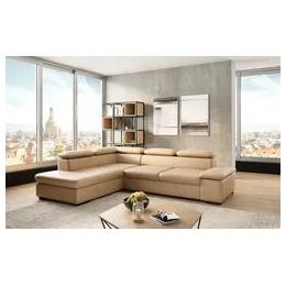 Sit & More Ecksofa SIT & MORE "Alcudia L-Form", braun (cappuccino), B:272cm H:73cm T:226cm, NaturLEDER;Spannstoff, Sofas, mit Armteilverstellung, optional Kopfteilverstellung und Bettfunktion
