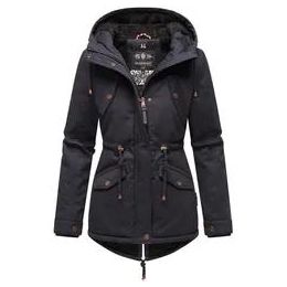 Winterjacke Marikoo "Manolya", Damen, Gr. S (36), blau (royalblau), Oberstoff: 100% Baumwolle, Futter: 100% Polyester, Wattierung: 100% Polyester, Ärmelfutter: 100% Polyester, Casual, figurbetont Po-bedeckend, hoch geschlossener Ausschnitt, Ärmel ohne Ärmelschlitz Rippstrickbündchen mit Druckknopf, Jacken, stylischer Kurzmantel mit weichem Teddyfell-Futter