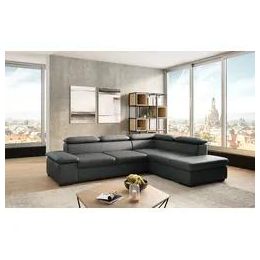 Sit & More Ecksofa SIT & MORE "Alcudia L-Form", grau (anthrazit), B:272cm H:73cm T:226cm, NaturLEDER;Spannstoff, Sofas, mit Armteilverstellung, optional Kopfteilverstellung und Bettfunktion