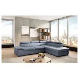 Sit & More Ecksofa SIT & MORE "Alcudia L-Form", bunt (graublau), B:272cm H:73cm T:226cm, NaturLEDER;Spannstoff, Sofas, mit Armteilverstellung, optional Kopfteilverstellung und Bettfunktion