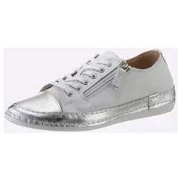 Sneaker Andrea Conti, Damen, Gr. 39, silber (wei&szlig;, silberfarben), Leder, Rindsleder, Schuhe Sneaker