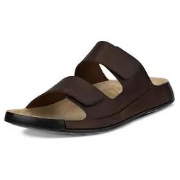 Pantolette Ecco "Cozmo M", Herren, Gr. 39, dunkelbraun, Nubukleder, Schuhe, Sommerschuh, Schlappen, Klettschuh mit dezenten Ziernähten