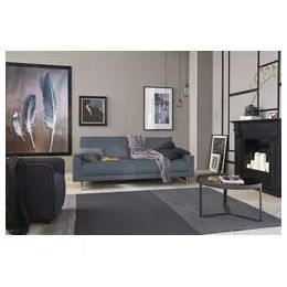 2,5-Sitzer "CR.450, Designsofa, Loungesofa", blau (blaugrau 534, 73), B:184cm H:85cm T:95cm, Jacquard-Flachgewebe Diane 1 Q2 (55% Polyacryl 45% Polyester);NaturLEDER OSKAR (echtes Rindsleder), CREATION BY ROLF BENZ, Sofas, Armlehne niedrig, Fu&szlig; chromfarben gl&auml;nzend, Breite 184 cm