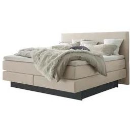 Boxspringbett Hasena "Denver", beige (beige, anthrazit), B:188cm L:210cm, Komplettbetten, Boxspringbett, Boxspringbett, Sockel, zwei Bettkästen inkl. gedämpftem Selbsteinzug