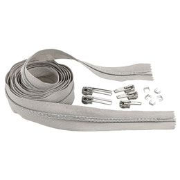 buttinette Endlosrei&szlig;verschluss im Set, mit silberfarbiger Spirale 6,5 mm, 2 m, stein
